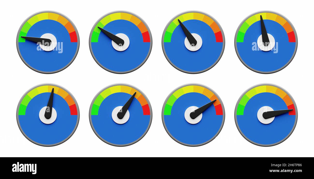 3d illustration of speed measuring speed icon. Colorful speedometer ...