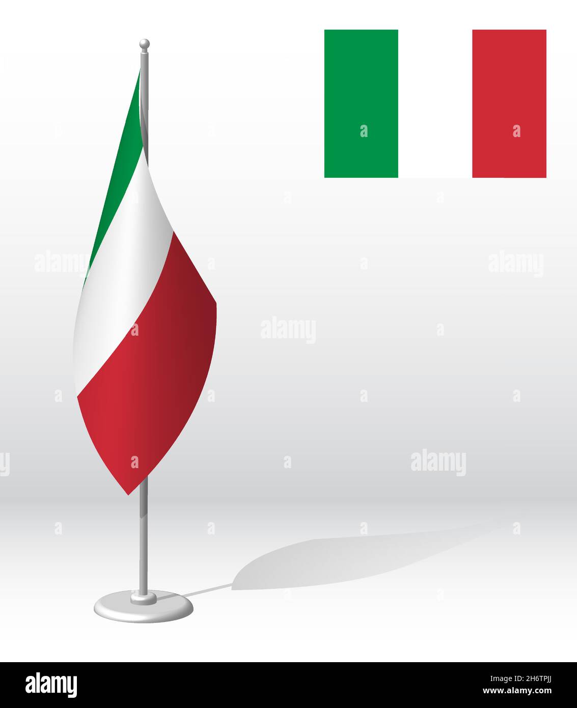 Italian Republic flag on flagpole for registration of solemn event ...