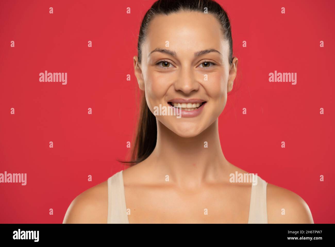 Young woman hair tied isolated hi-res stock photography and images - Alamy
