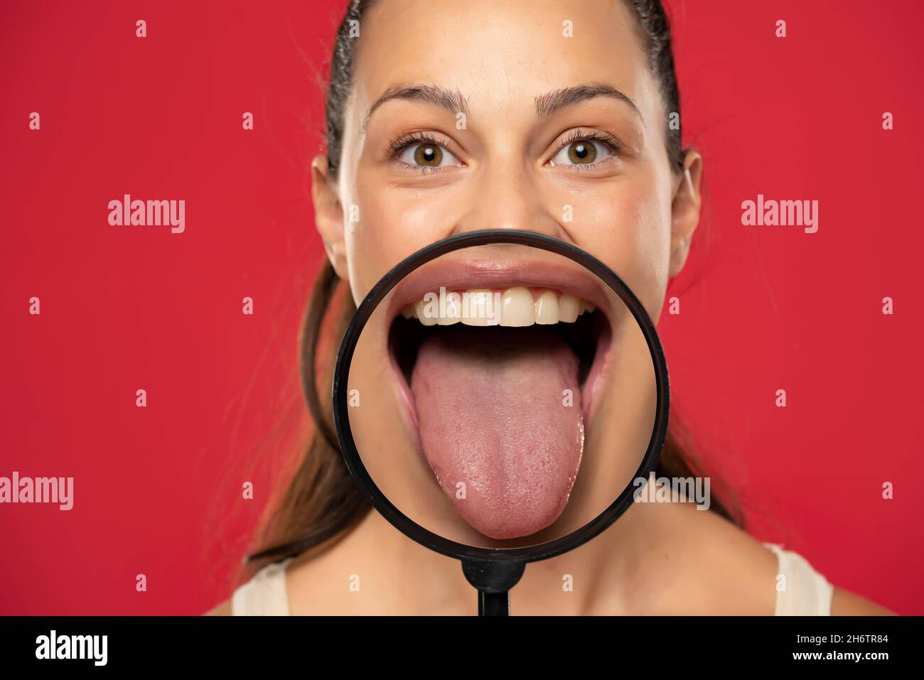 Woman face close up glass hi-res stock photography and images - Alamy