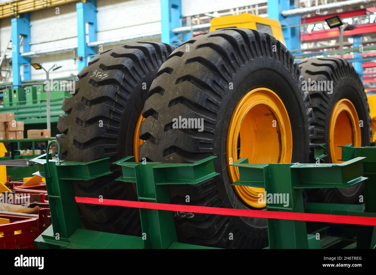 Warehouse with tires for trucks at an industrial plant for the ...