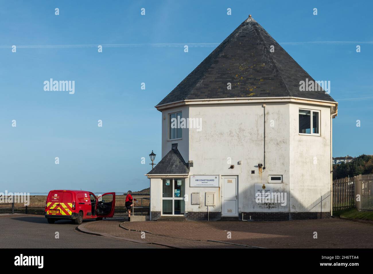 Maryport HM Coastguard Rescue Station with a royal mail van and ...