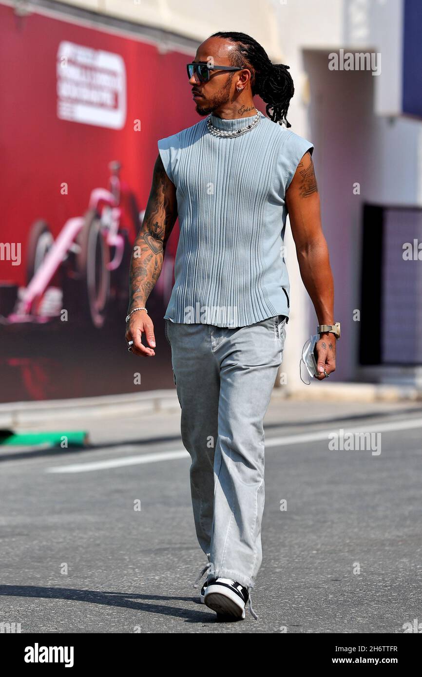 Doha, Qatar. Thursday 18th November 2021. Lewis Hamilton (GBR) Mercedes ...