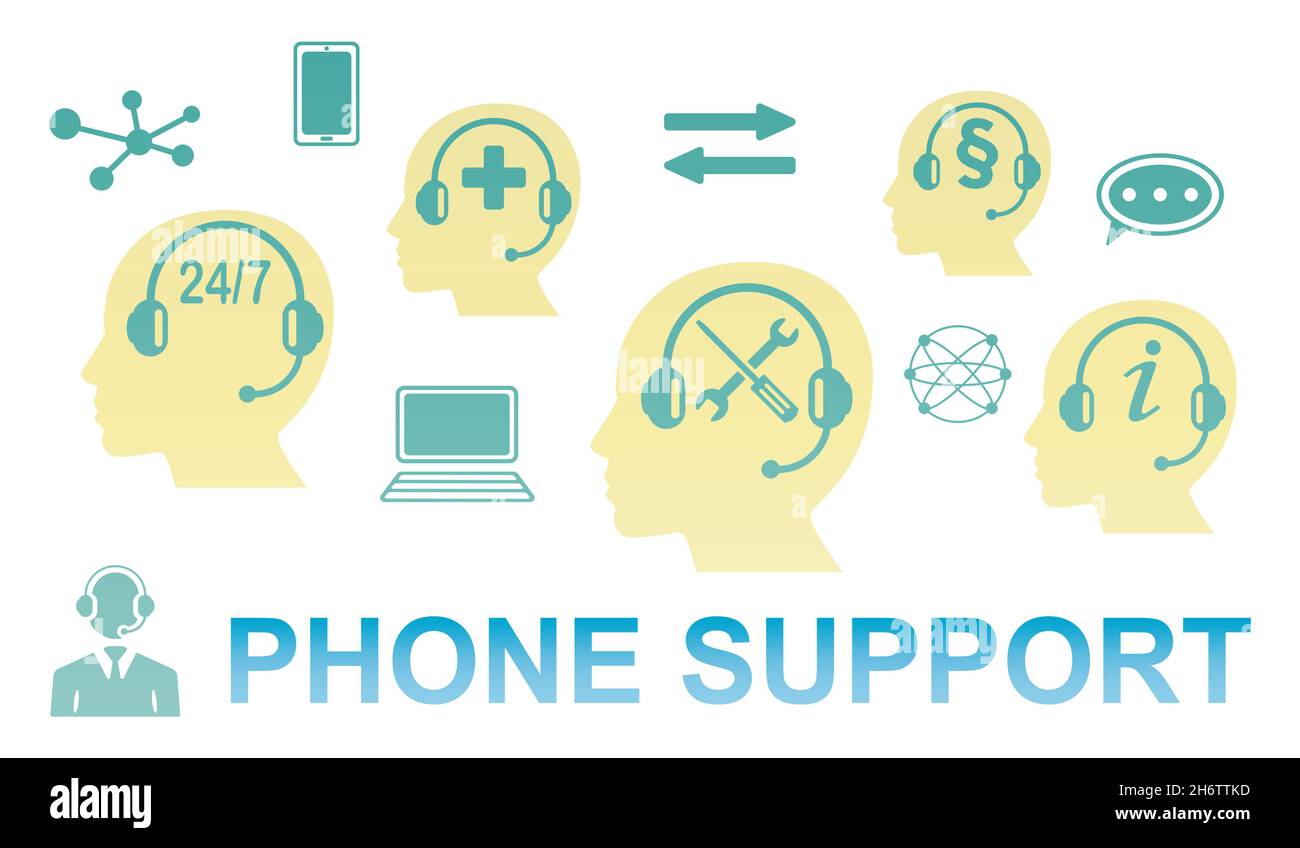 Illustration of a phone support concept Stock Photo - Alamy