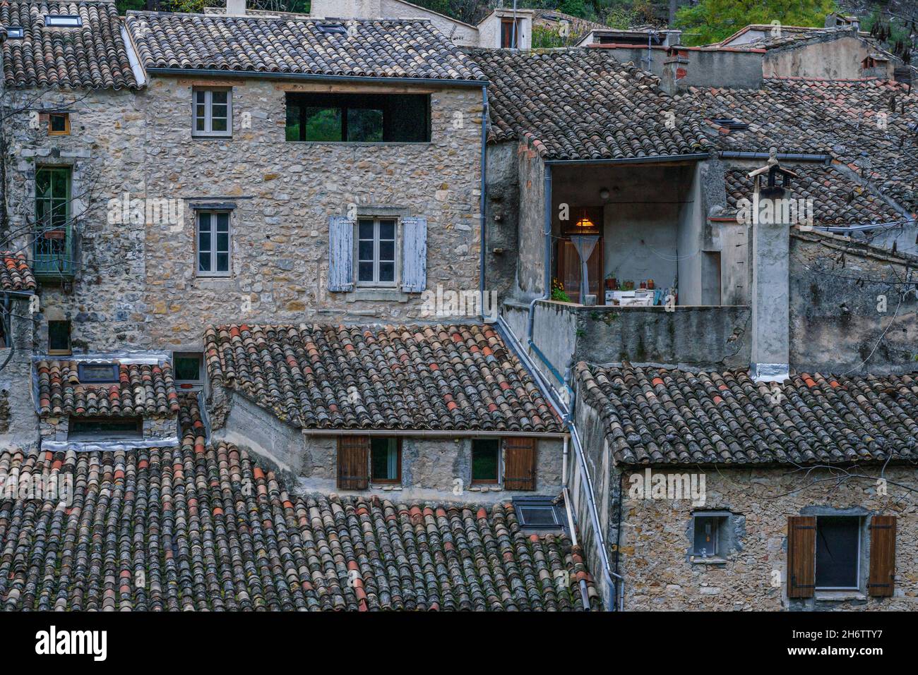 Traditional residential buildings in a French town Stock Photo - Alamy