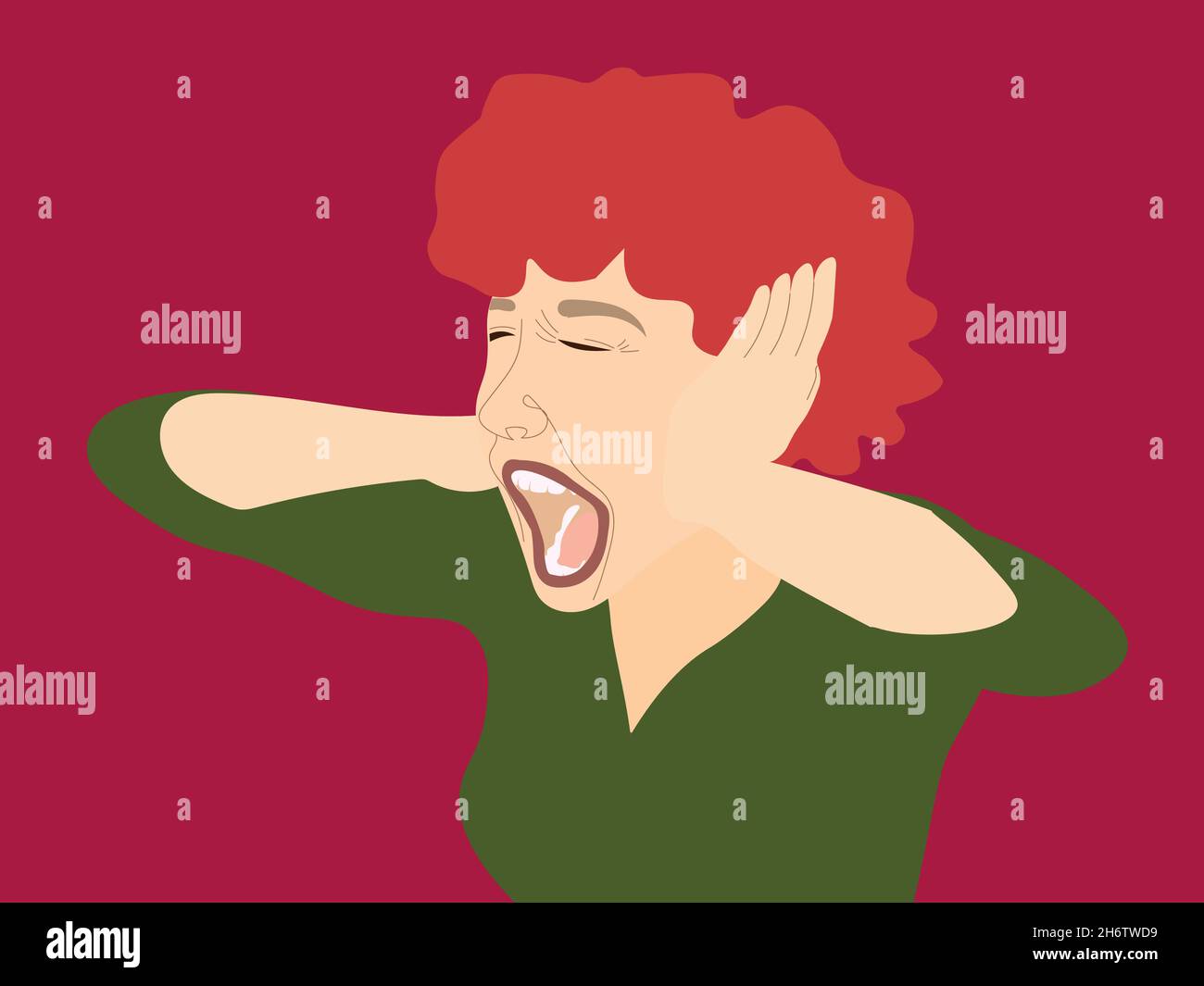 Woman hands to head injury Stock Vector Images - Alamy