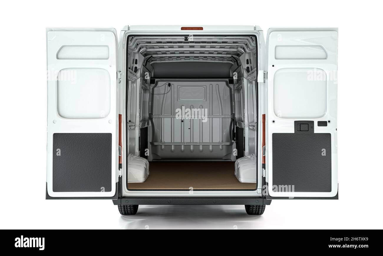 empty open van viewed from behind. 3d render Stock Photo - Alamy