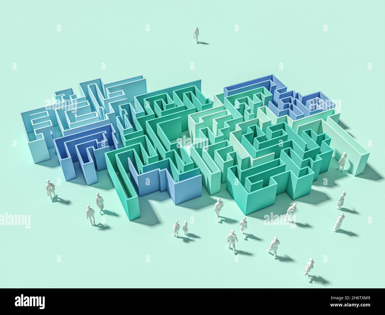 people and labyrinth. 3d render models Stock Photo - Alamy