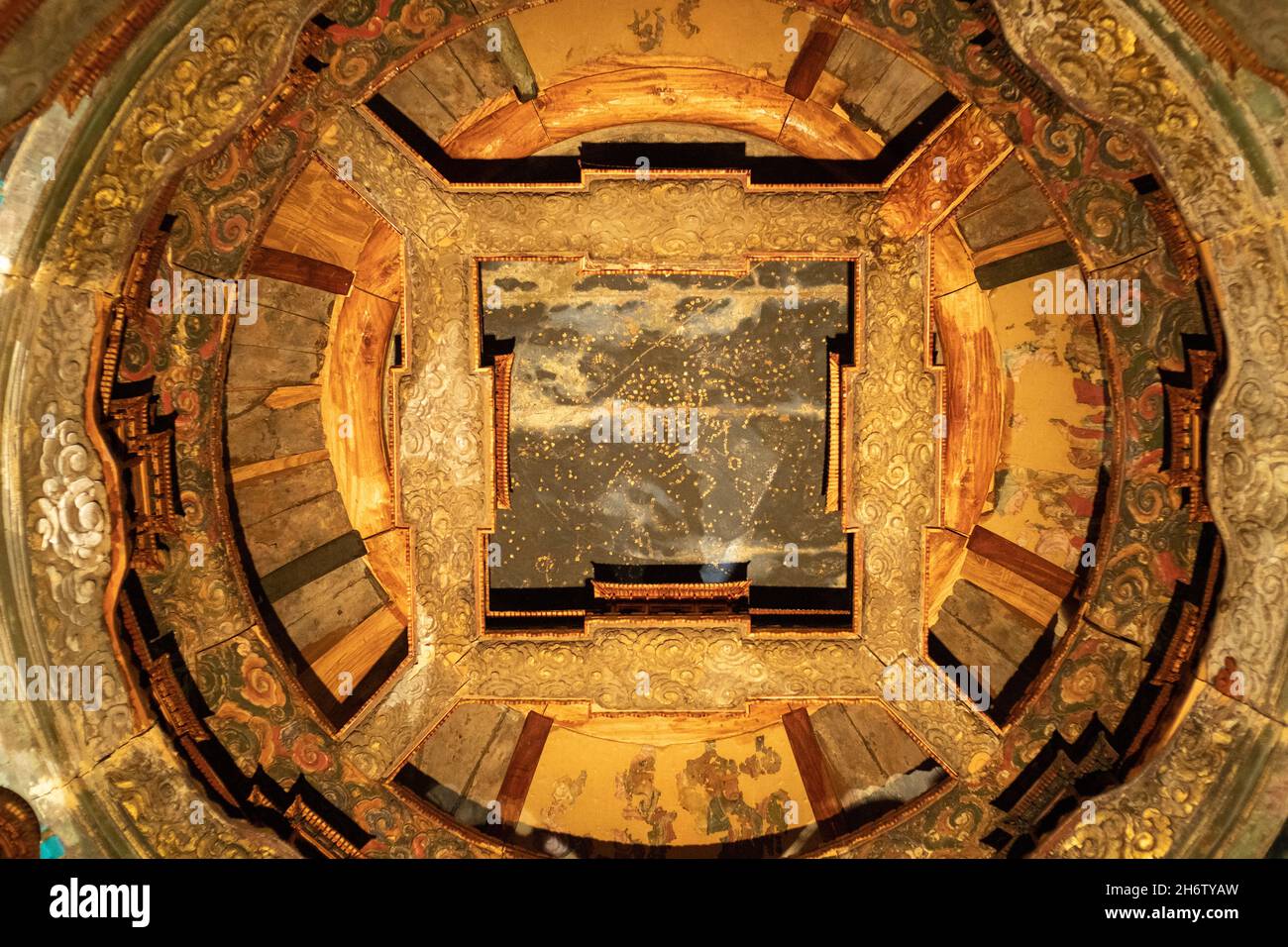 The caisson ceiling of longfu temple in Beijing is seen in the Beijing ...
