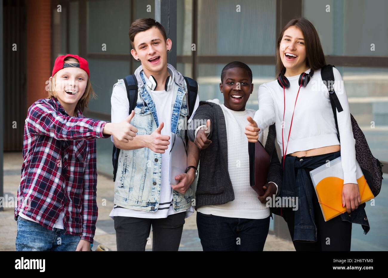 Teenage students close to university Stock Photo - Alamy