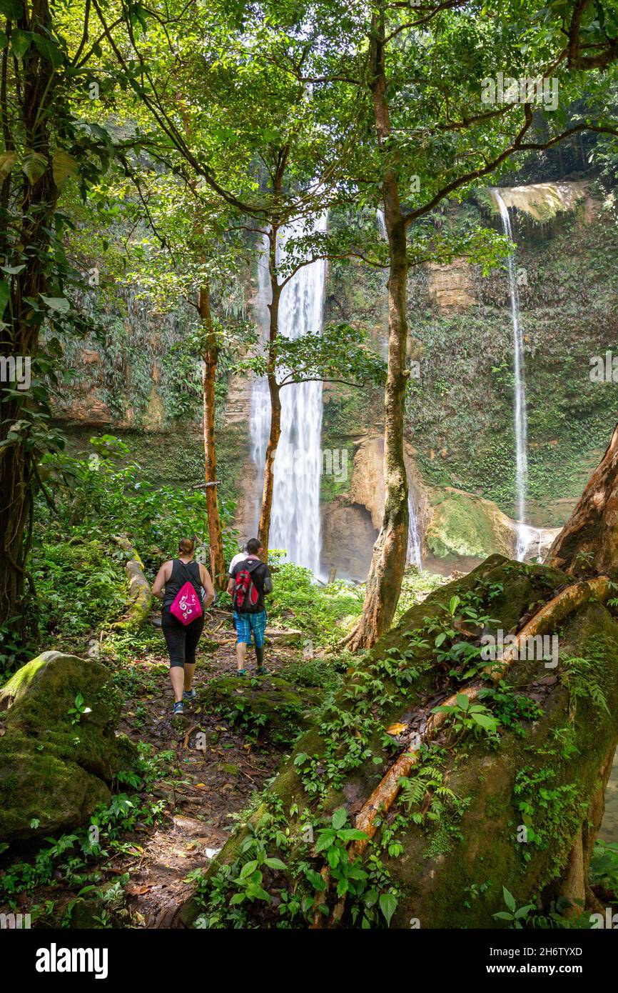 TEN, SOLOMON ISLANDS - Nov 19, 2016: Hikers appro the scenic Tenaru ...