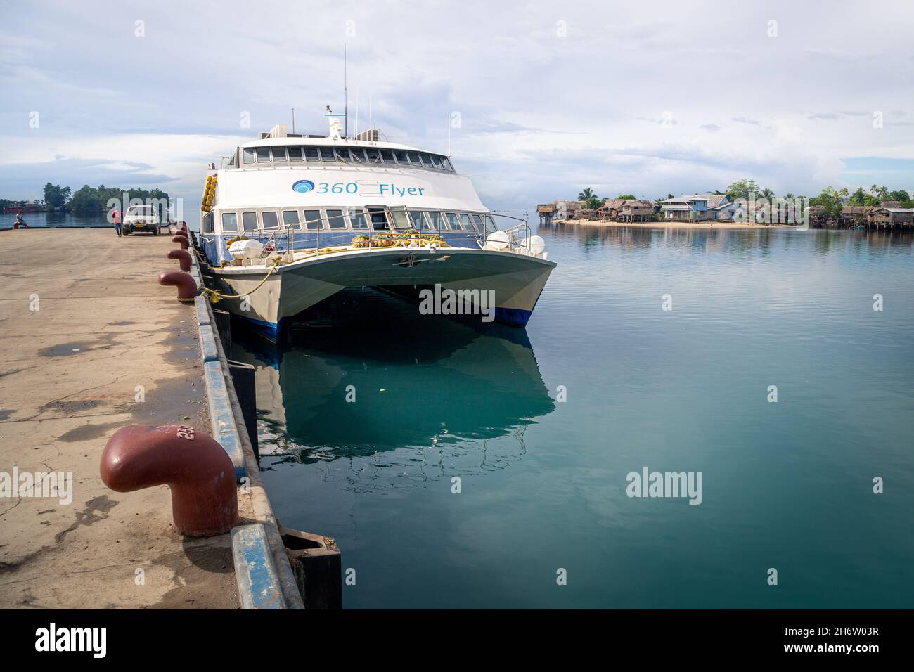 AUKI, SOLOMON ISLANDS - Dec 12, 2016: 360 Flyer ferry docked at the ...