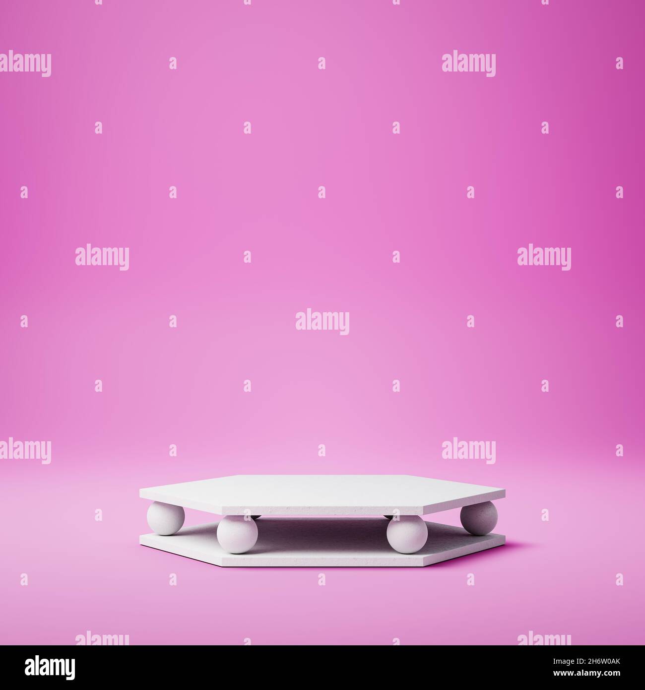 White Hexagonal Product Display Stage on Purple Background Stock Photo ...