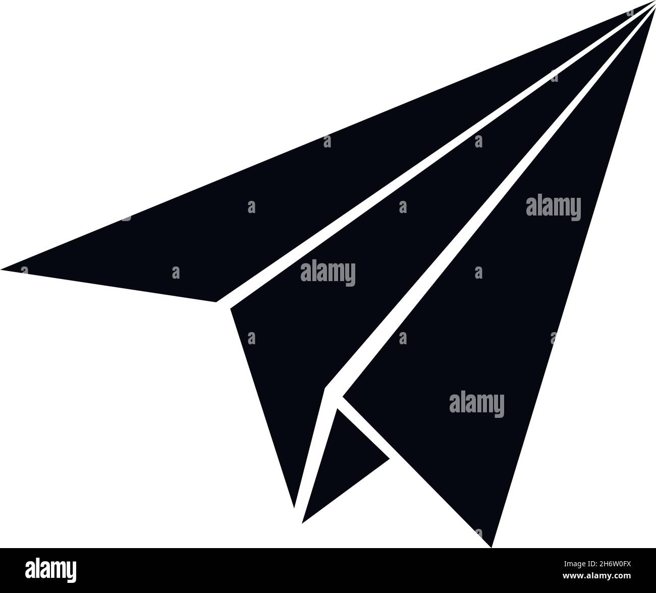 Paper black plane icon black linear isolated on white background ...