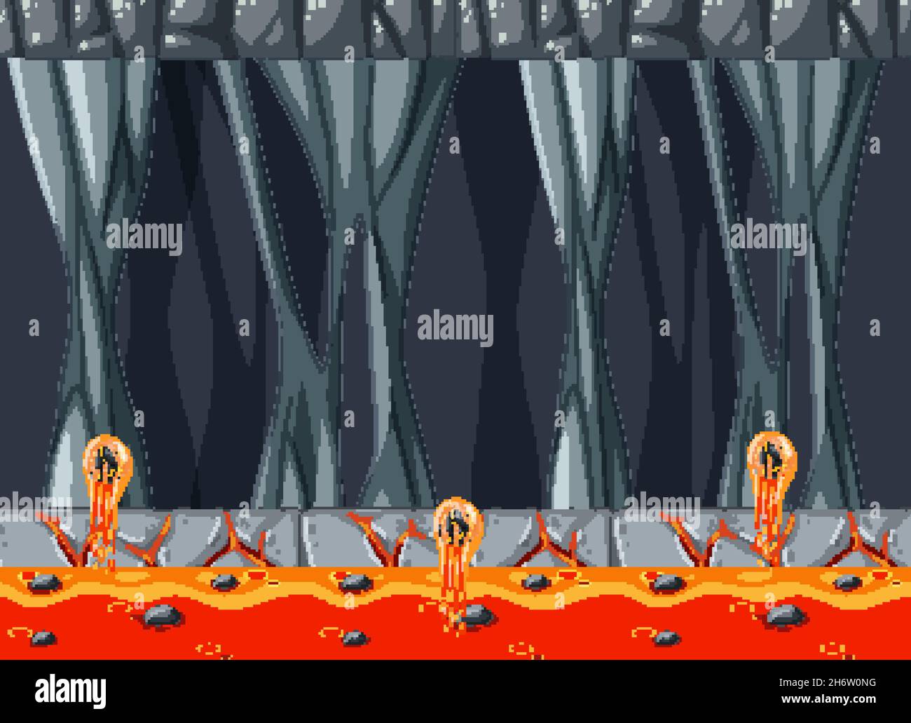 Lava Cave Platformer Game template illustration Stock Vector Image ...
