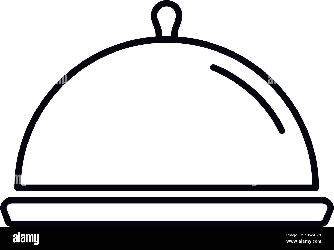 Covered food tray line icon service black silhouette vector ...