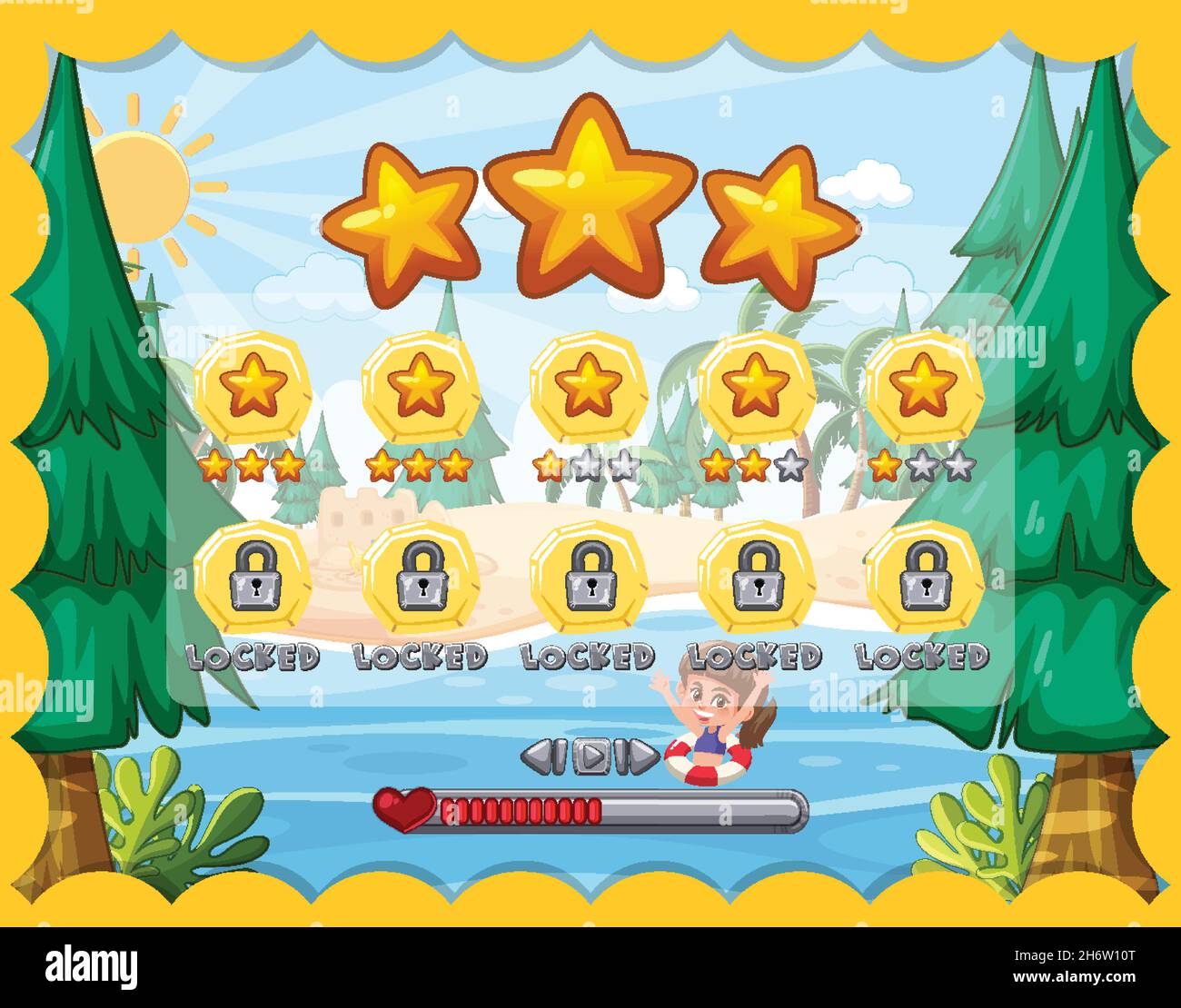 Game user interface with three stars illustration Stock Vector Image ...
