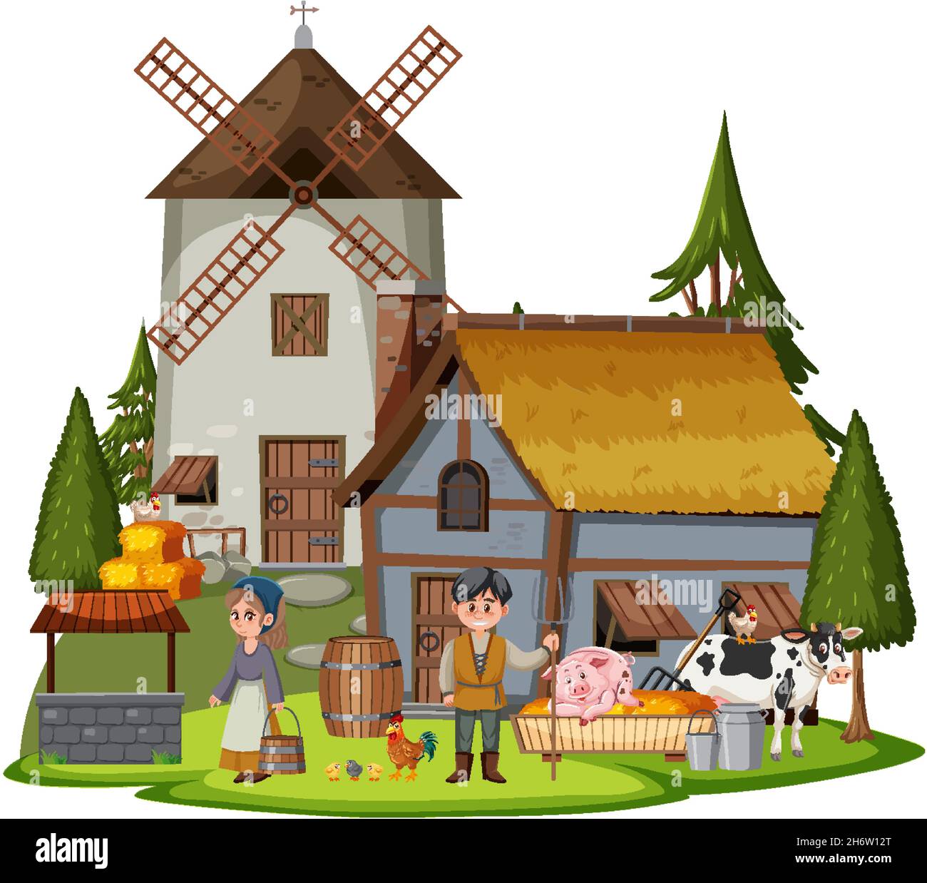 Medieval farm animals Stock Vector Images - Alamy