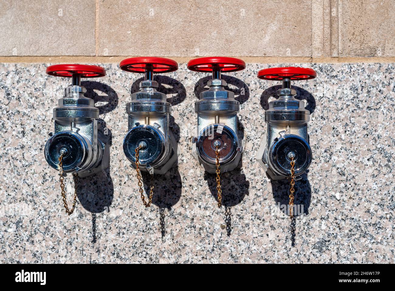 Four water pipes for the firefighter or emergency services use in the ...