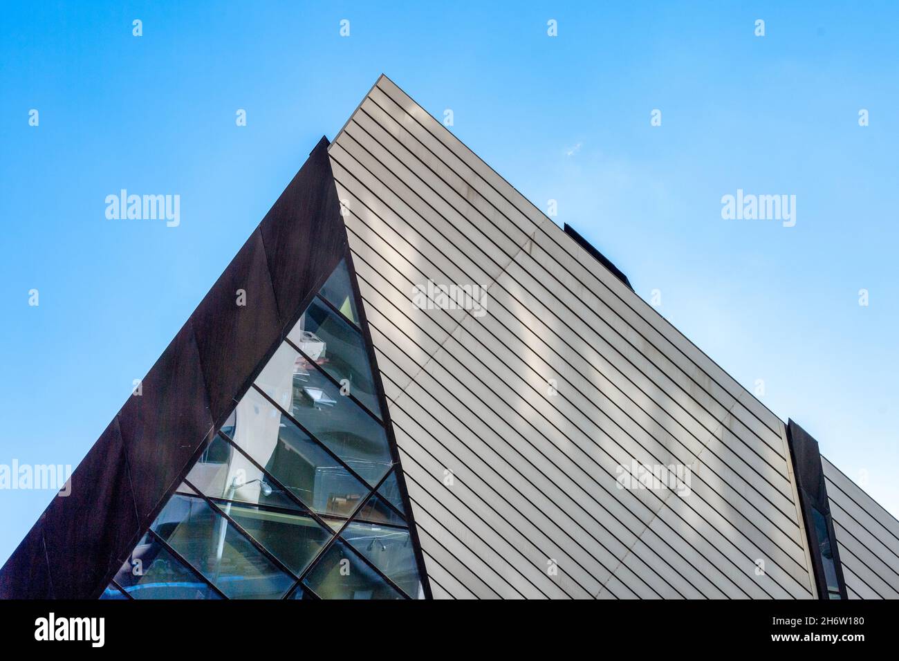 Detail of the modern exterior facade of the Royal Ontario Museum or ROM ...