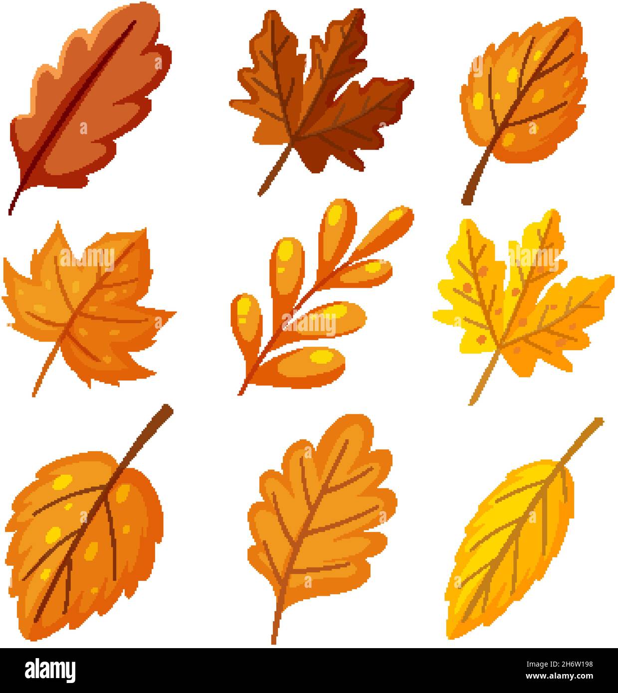 Set of orange autumn plant leaves illustration Stock Vector Image & Art ...