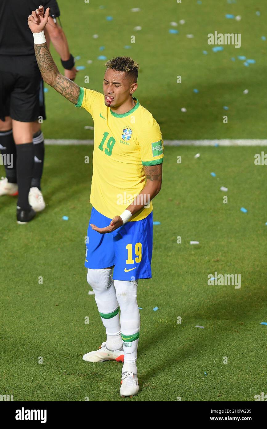Raphinha do Brasil, durante a partida entre Argentina e Brasil pela 14ª ...