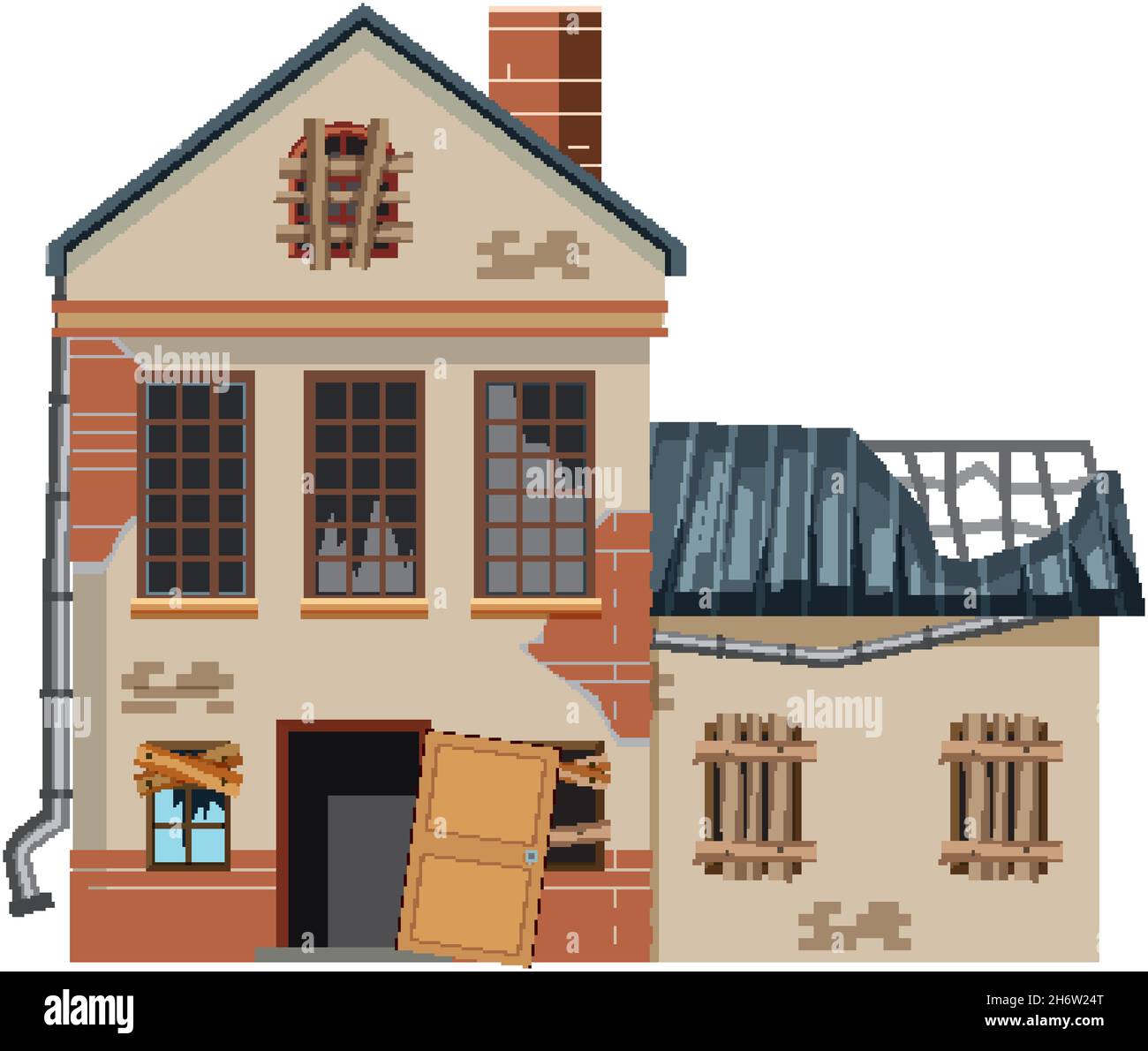 Abandoned house on white background illustration Stock Vector Image ...