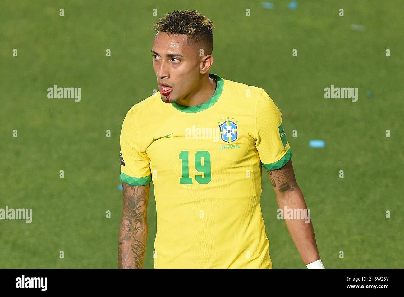 Raphinha do Brasil, durante a partida entre Argentina e Brasil pela 14ª ...