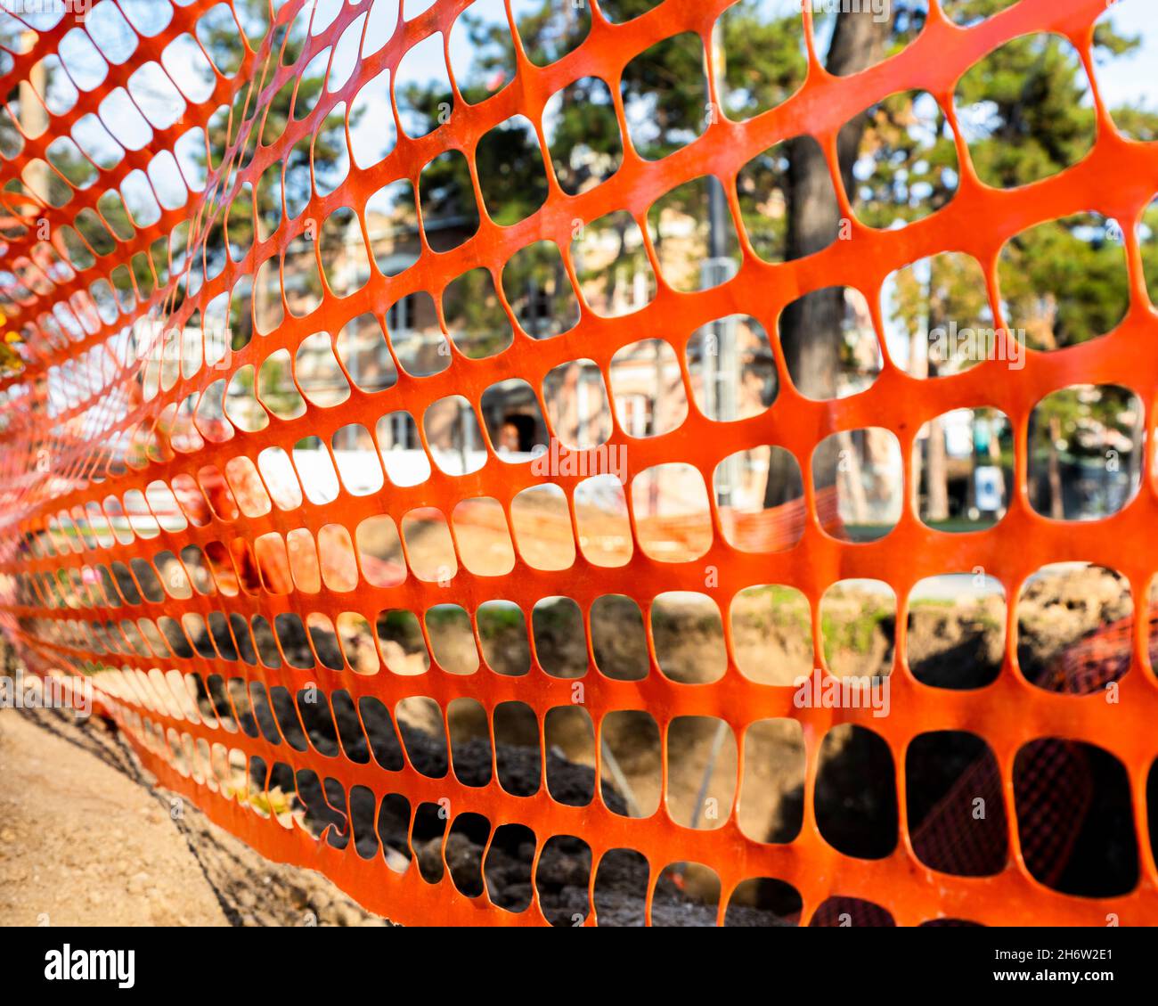 Construction safety orange net at the construction site outdoors Stock ...