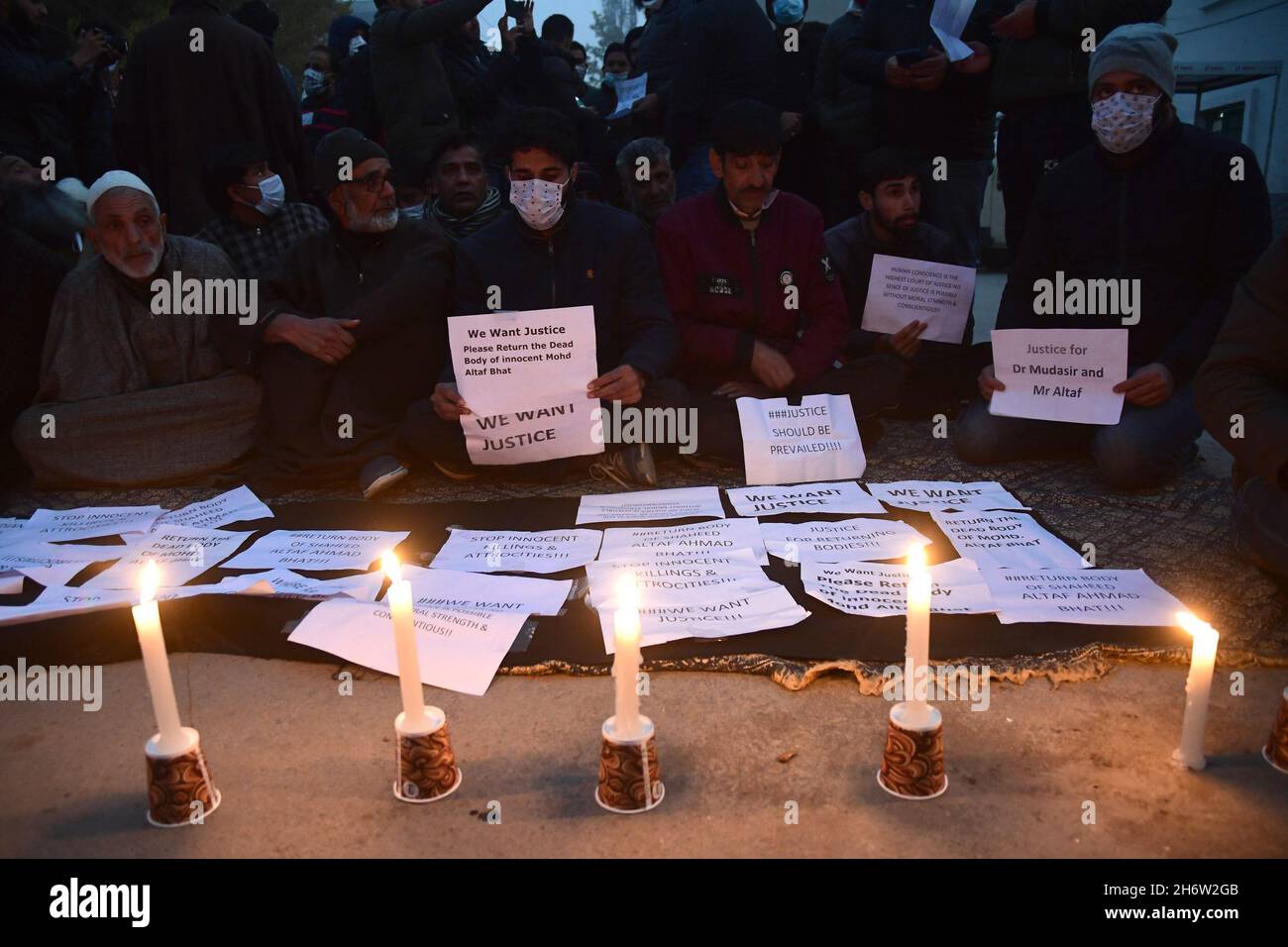 Family members of Dr. Mudasir Gul and Mohammad Altaf Bhat, the ...