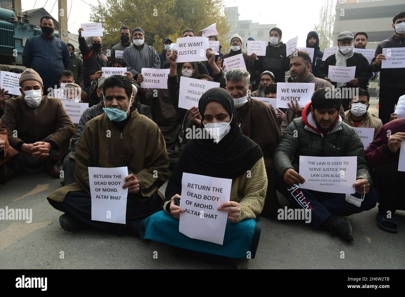 Family members of Dr. Mudasir Gul and Mohammad Altaf Bhat, the ...