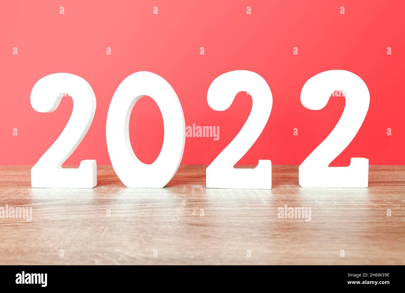 The number 2022 made with white colored wooden numbers planted on an ...