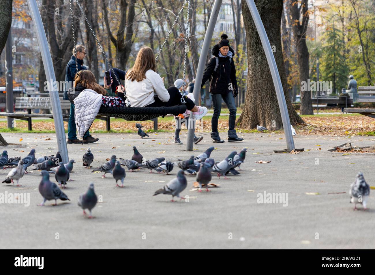 BELGRADE, Serbia - November 15, 2021 - Children playing at the ...