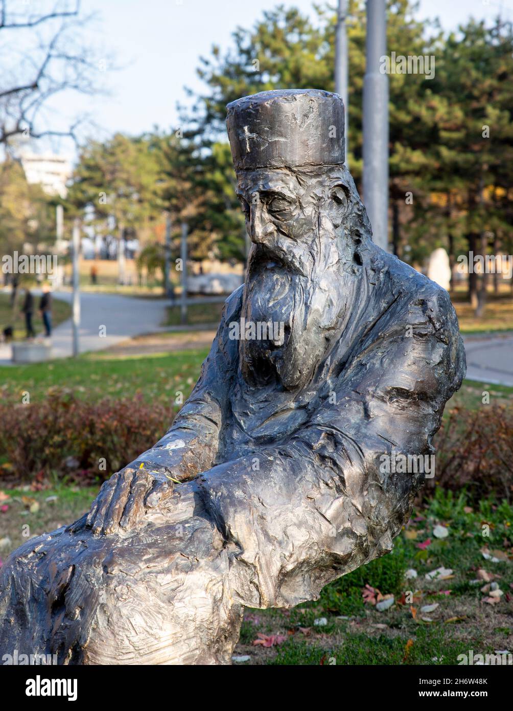 Belgrade ,Serbia - November 15, 2021: Statue of Serbian Patriarch Pavle ...