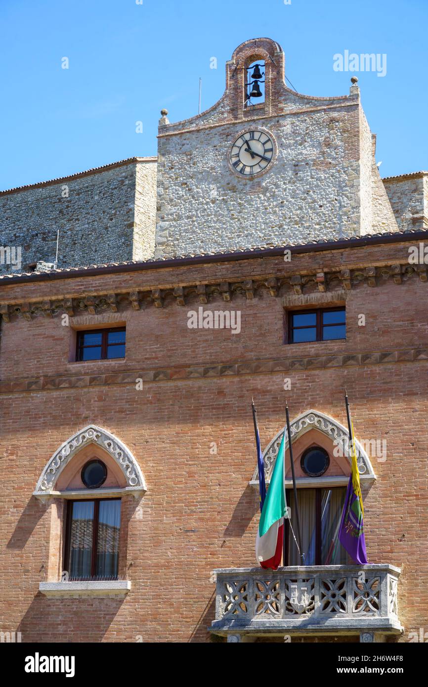 Verucchio, Rimini province, Emilia-Romagna, Italy: facade of historic ...