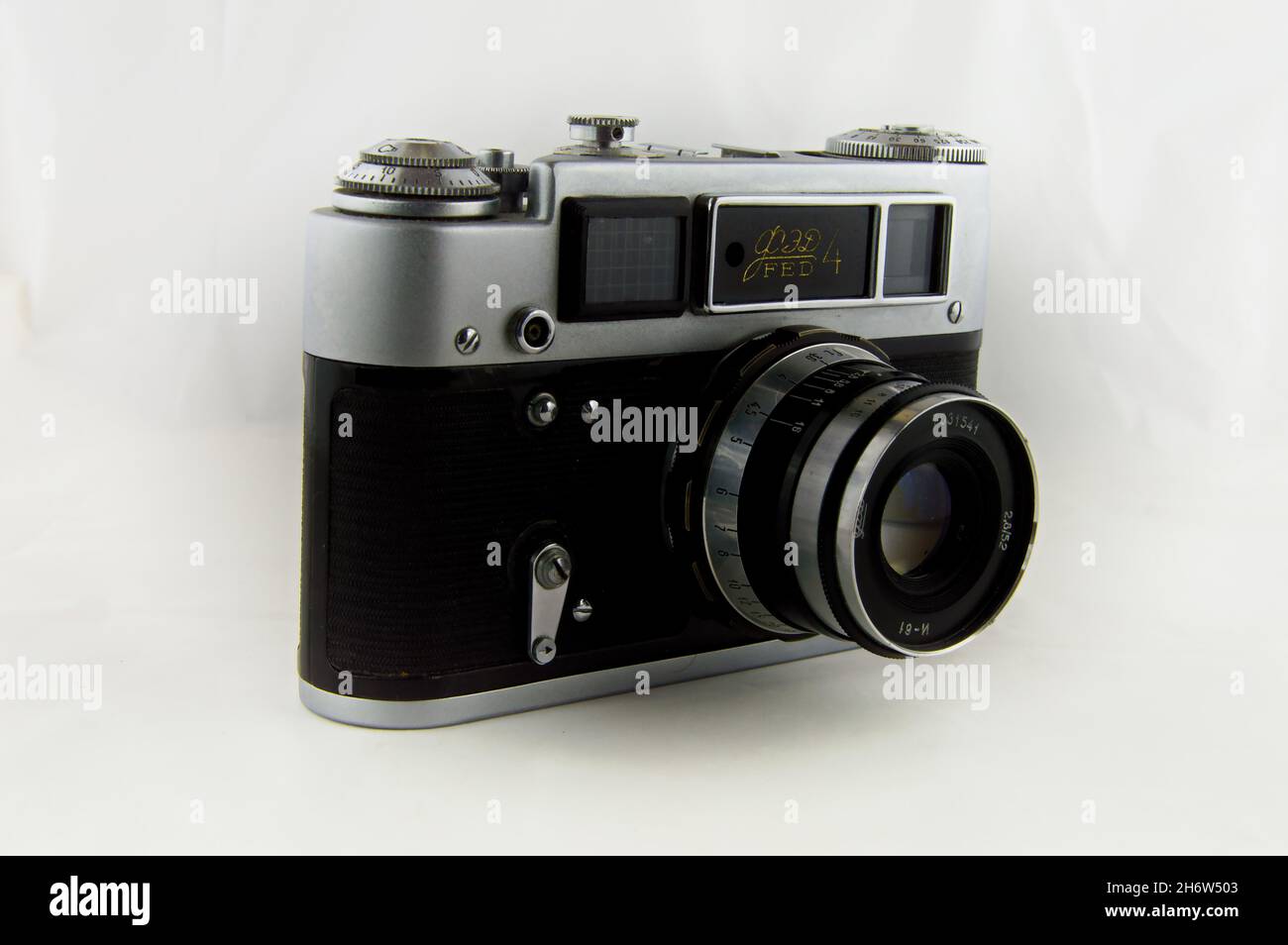 Fed 4 Rangefinder camera against a white background Stock Photo - Alamy