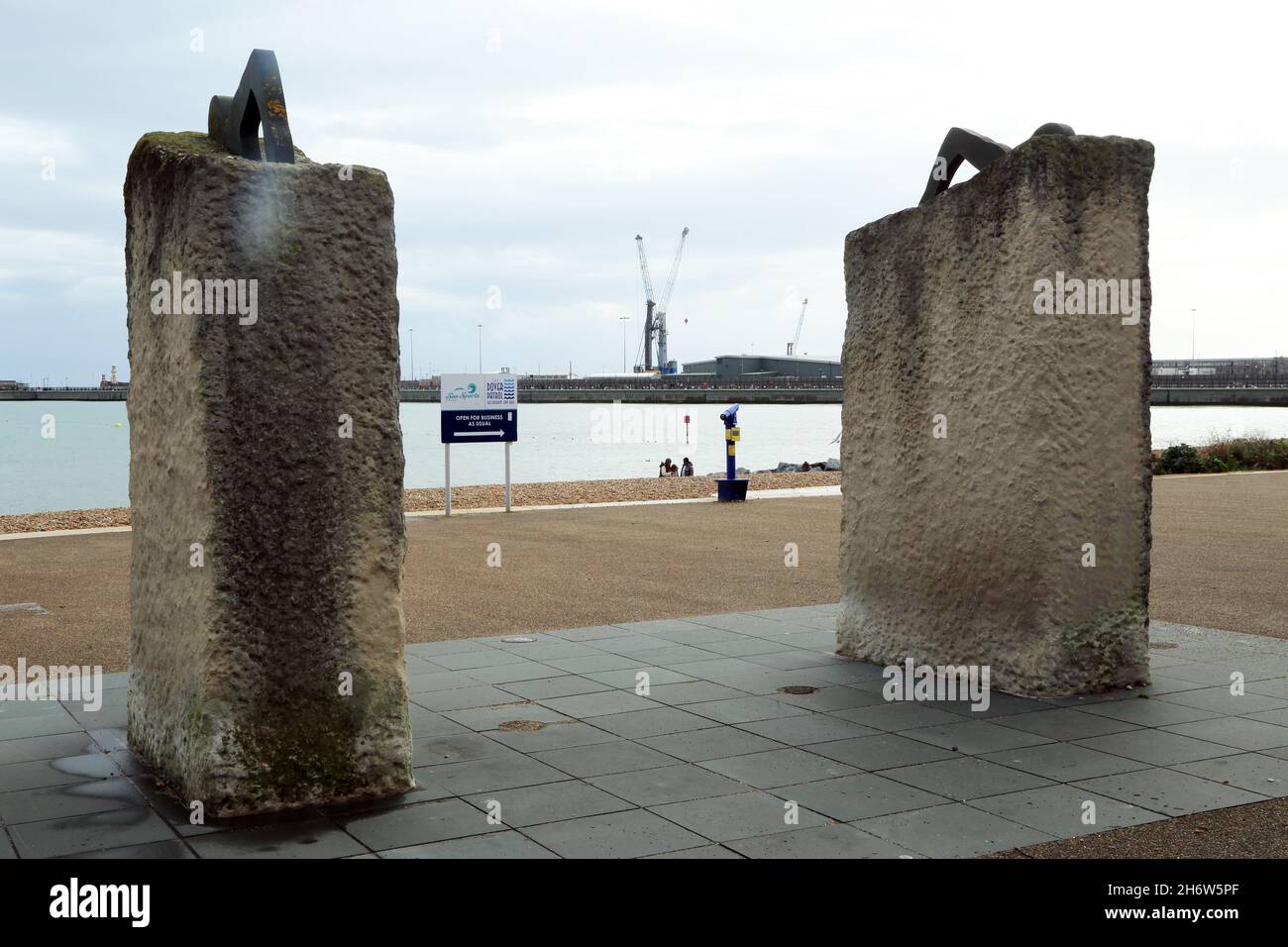 Cross channel swimmers monument between beach and Waterloo Crescent ...