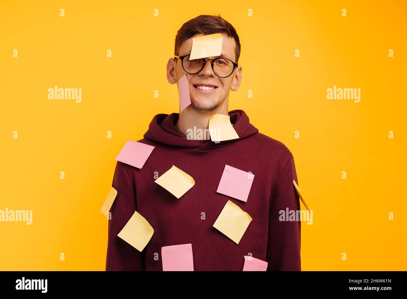 Young sad, tired, exhausted, frustrated, sleepy worker, Man in a hurry ...