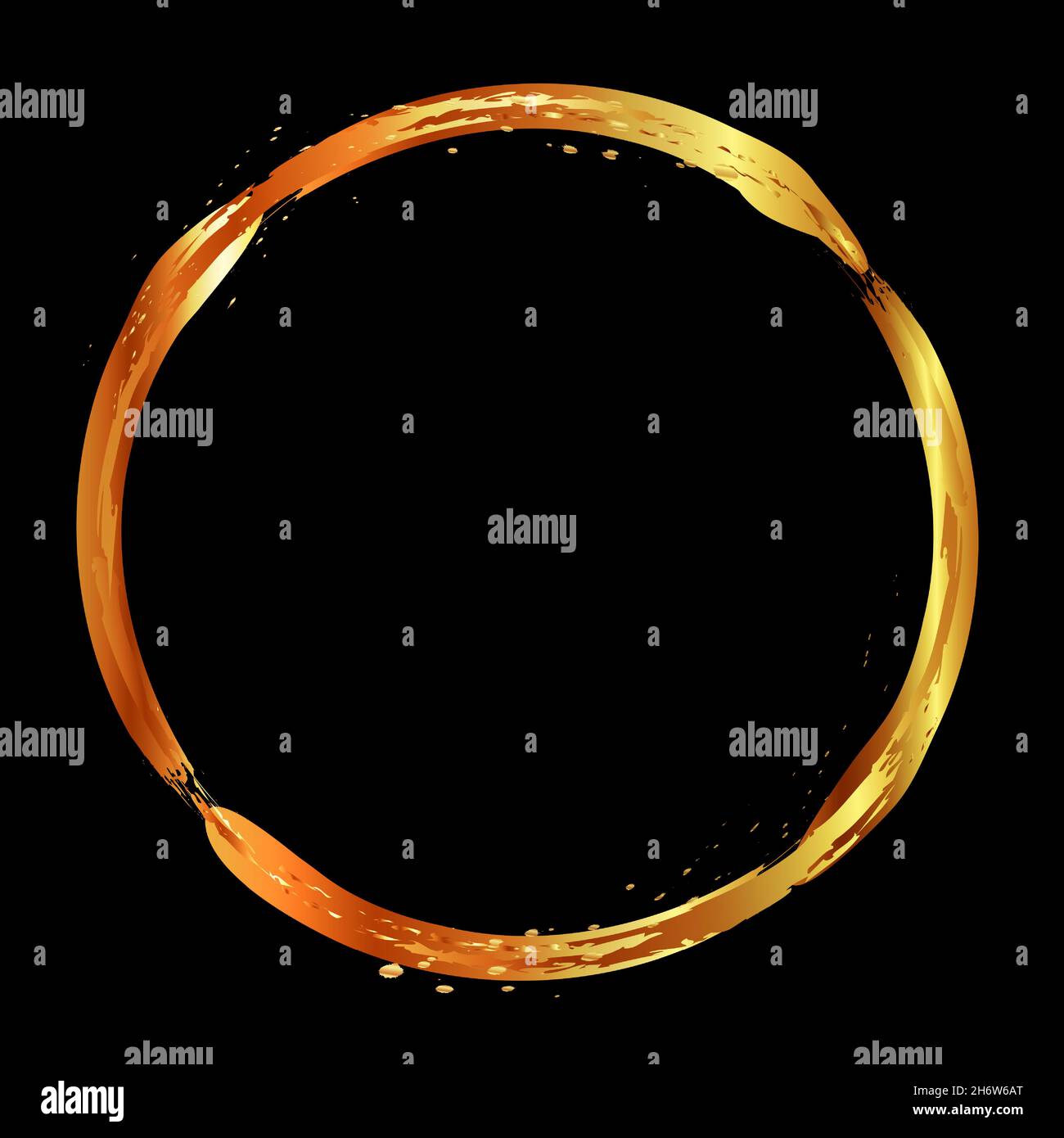 Circular gold vector frame.Vintage invitation with round gold vector ...