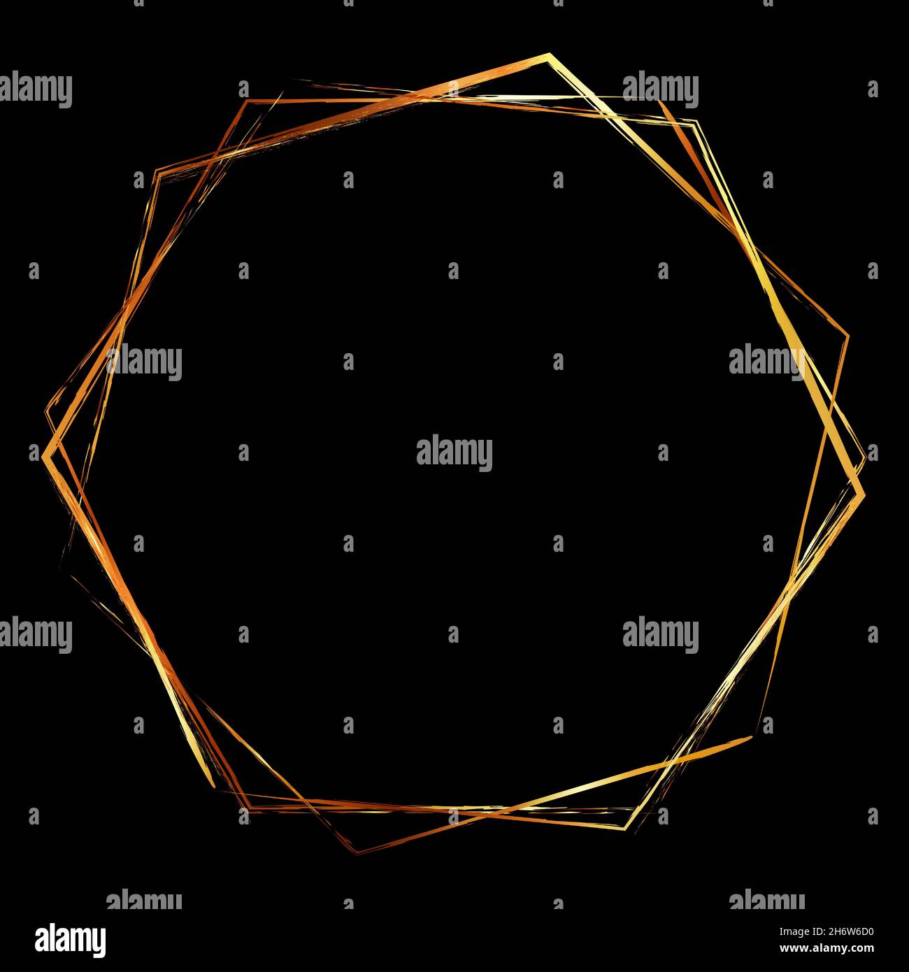 Polygonal gold vector frame. Modern greeting card with polygonal gold ...