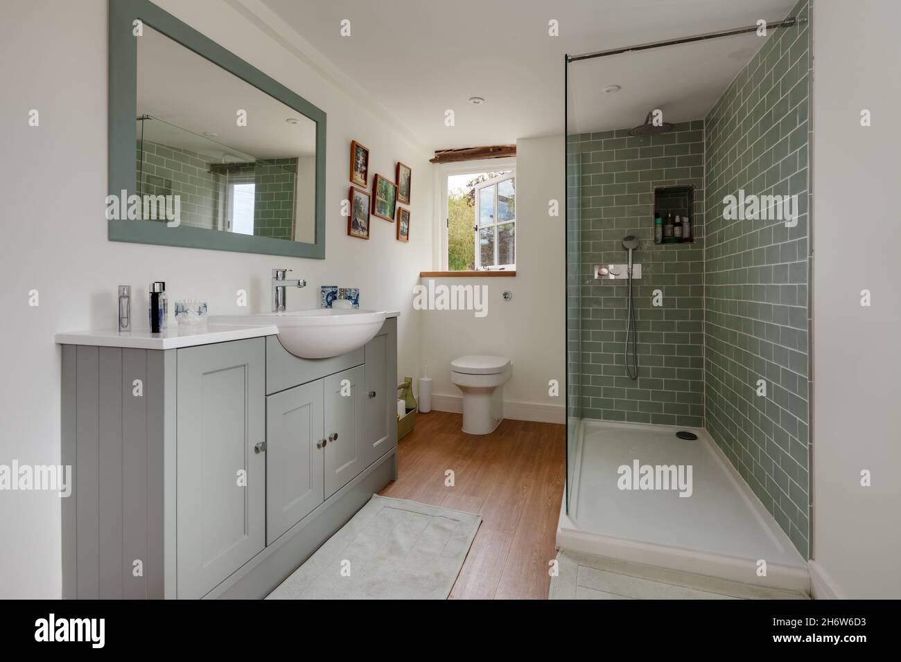 Wixoe, England - September 26 2019: Beautiful shower room wc inside ...