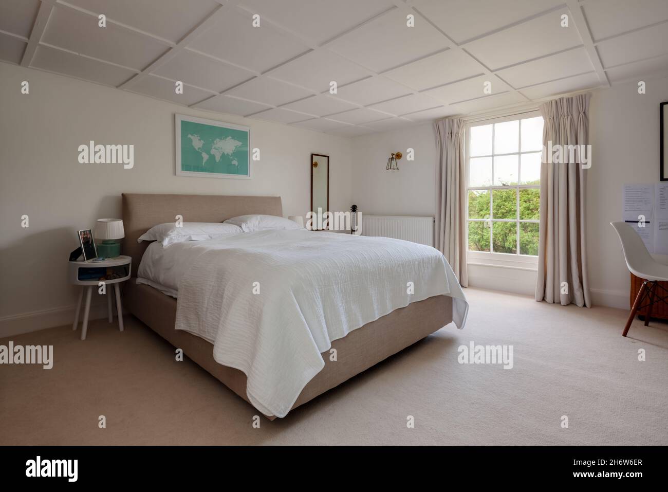Wixoe, England - September 26 2019: Beautiful bedroom in traditional ...