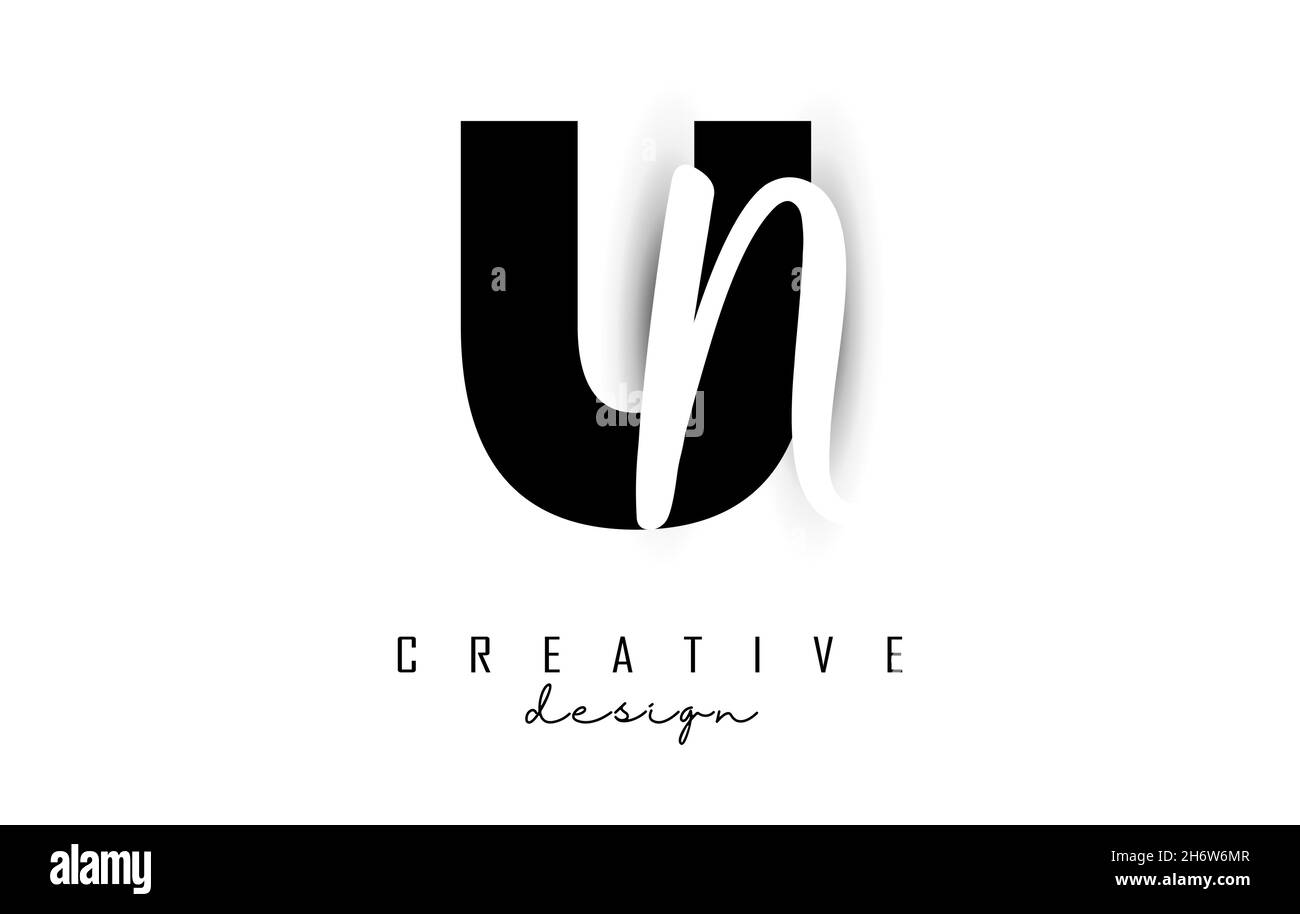 Letters UN Logo with a minimalist design. Abstract letters U and N with ...