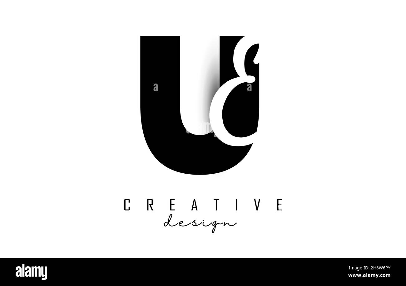 Letters UE logo with a minimalist design. Letters U and E with ...