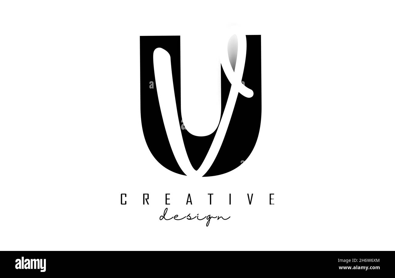 Letters UV logo with a minimalist design. Letters U and V with ...