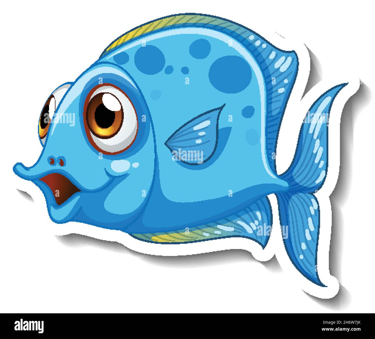 Cute fish sea animal cartoon sticker illustration Stock Vector Image ...