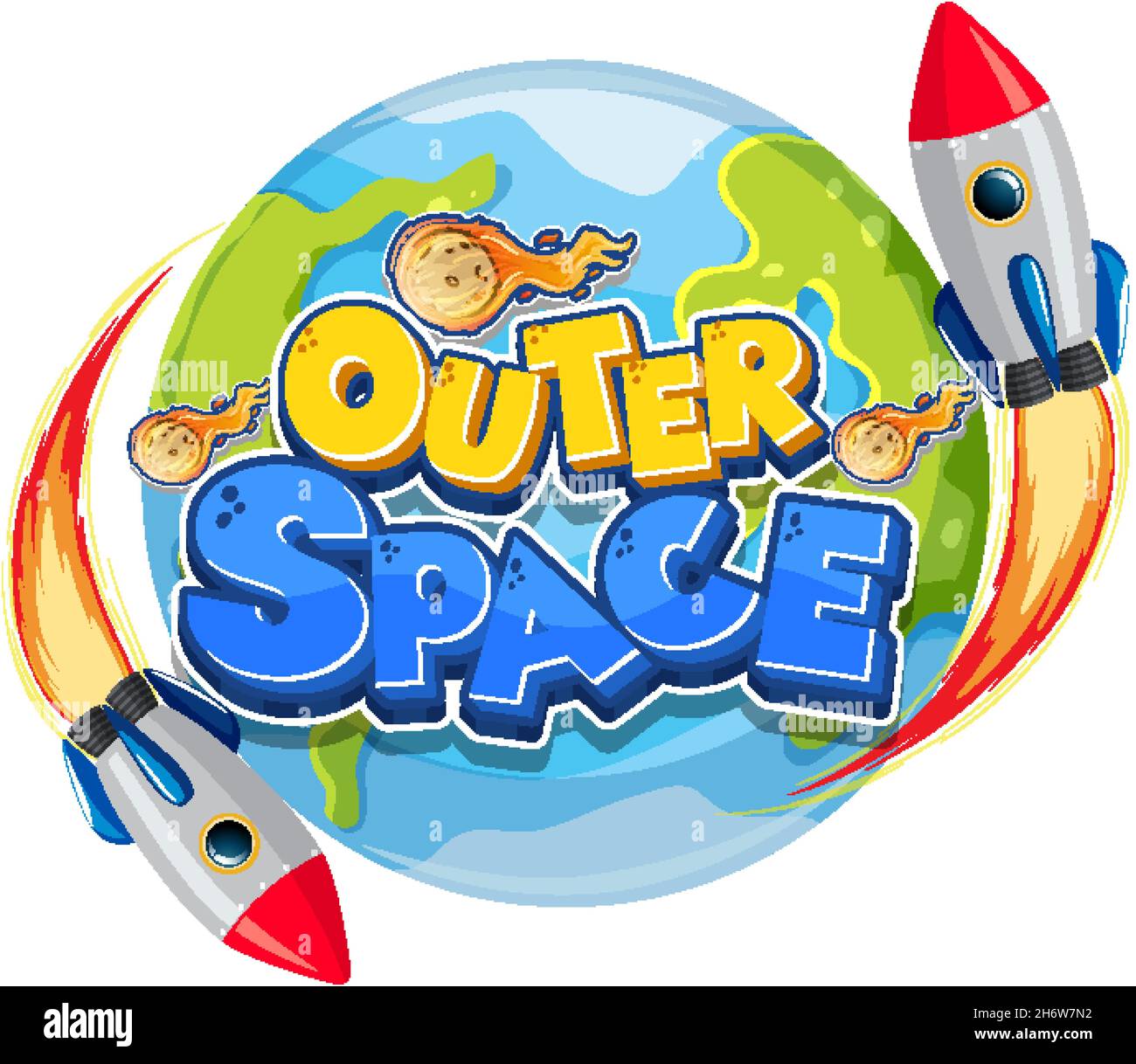 Outer Space logo with spaceships illustration Stock Vector Image & Art ...