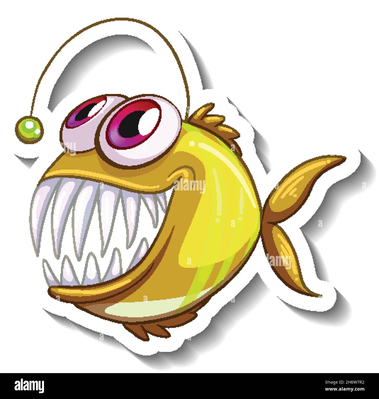 Anglerfish fish cartoon sticker illustration Stock Vector Image & Art ...