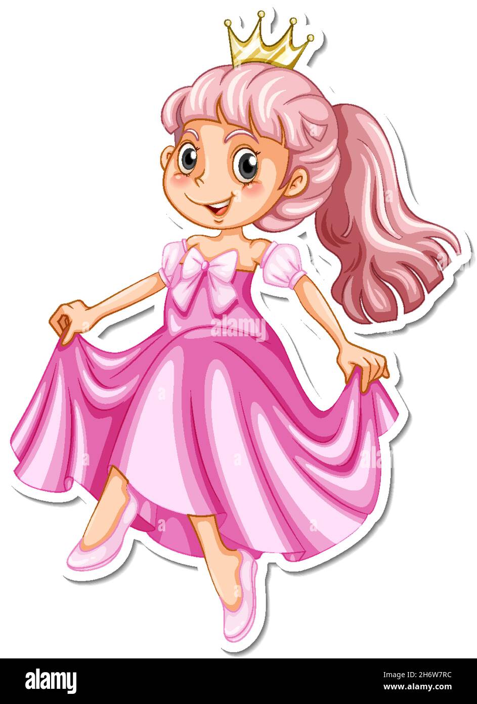 Beautiful princess cartoon character sticker illustration Stock Vector ...