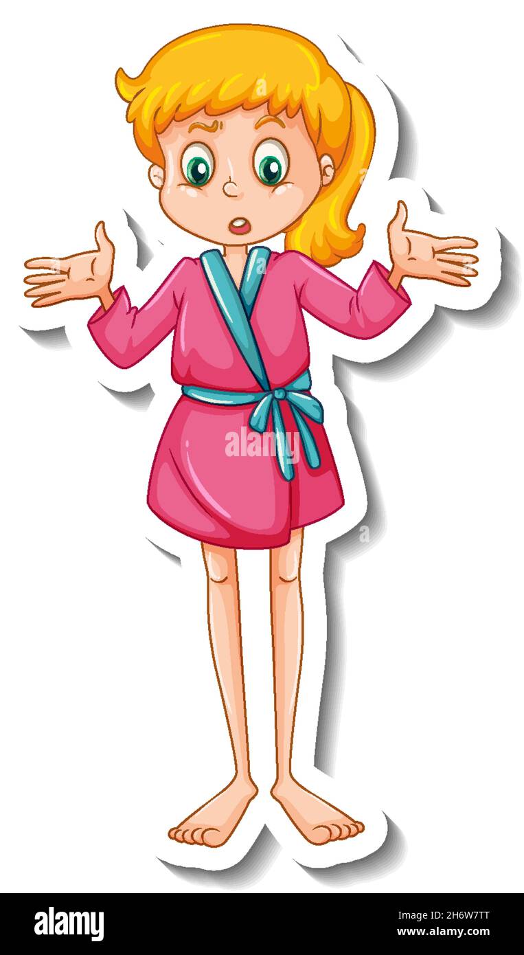 Sticker template with a girl wearing robe isolated illustration Stock ...